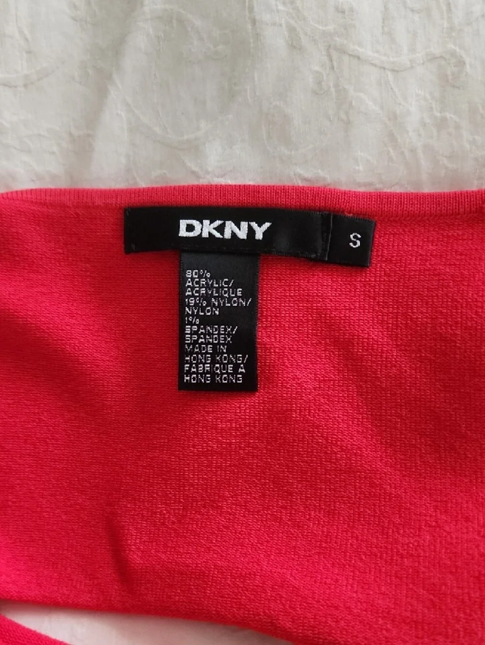 Dkny | Skirts | Dkny Brown Skirt With Red Lace Hem | Poshmark